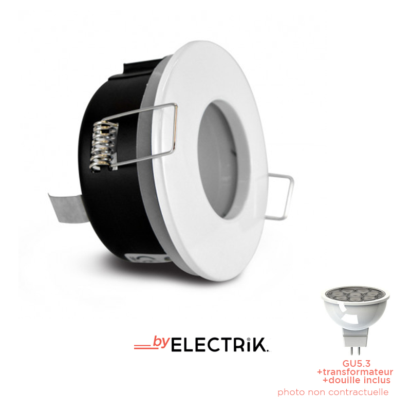 Kit spot étanche blanc 12V GU5.3 + lampe LED 8W 3000K dimmable - Kits ...